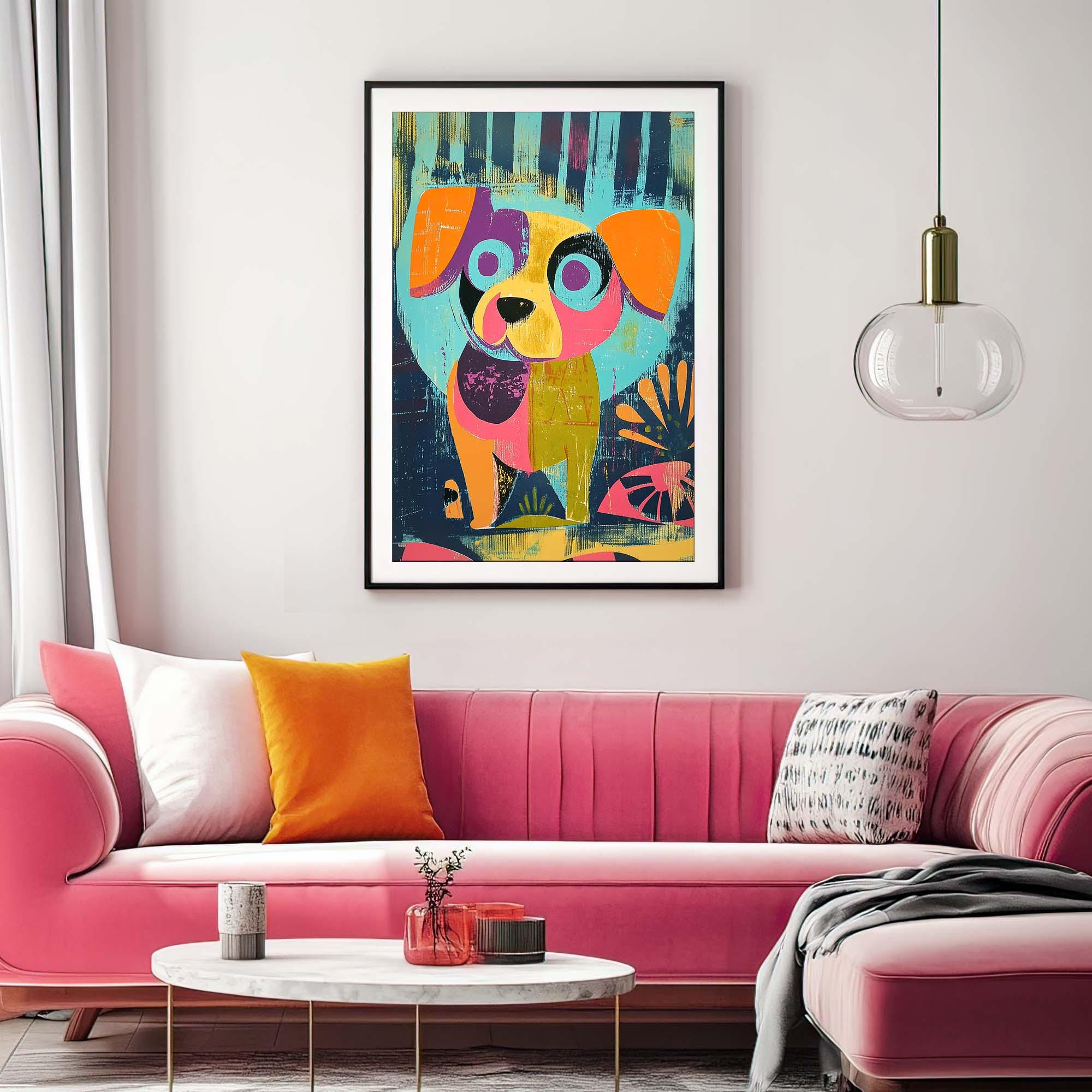 Colorful Puppy Dog Wall Art Poster - Unframed Print Colorful Abstract ...