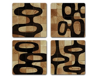 Retro Mid Century Modern Design 4pc Drink Coaster Set Housewarming Gift ...