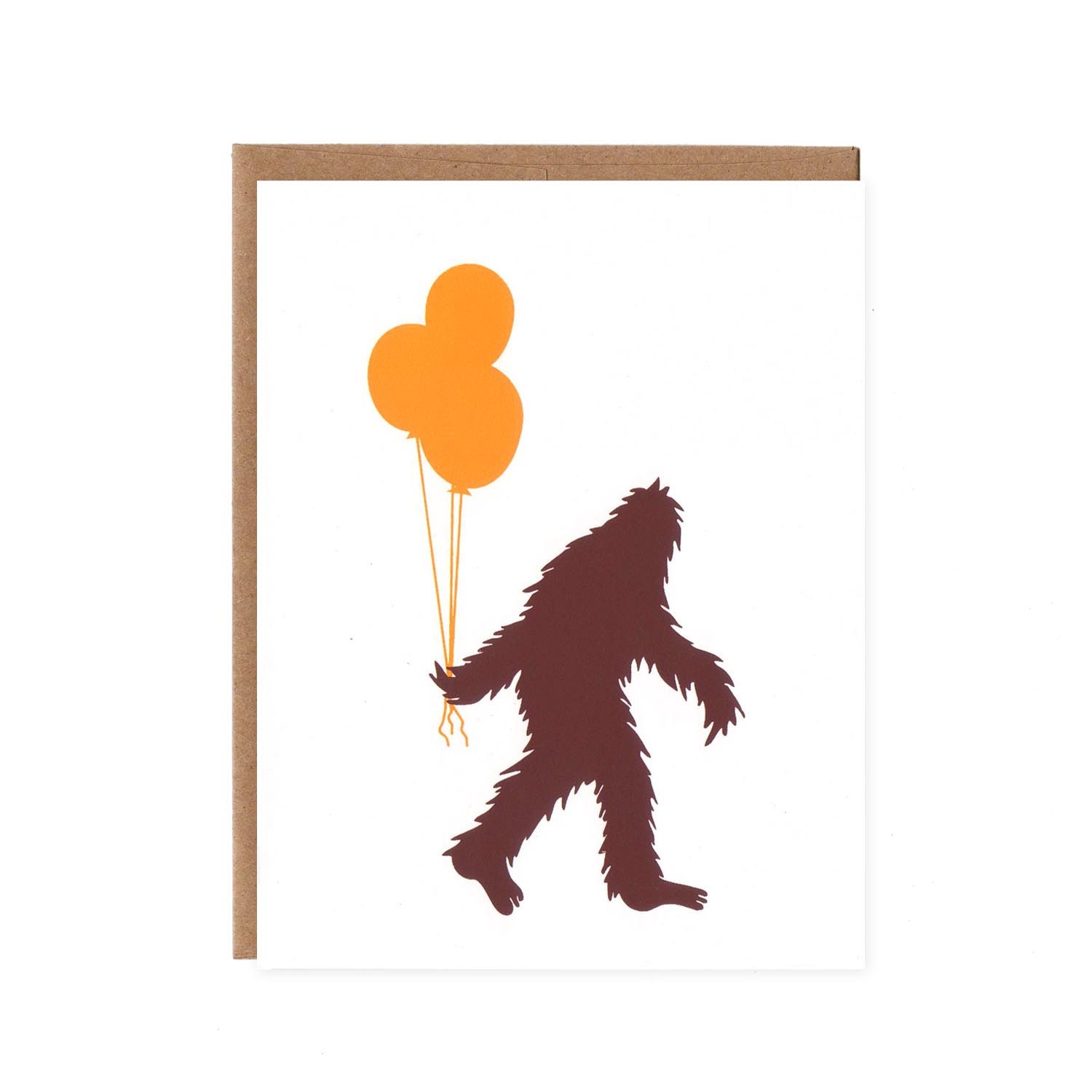 Sasquatch and Balloons Screenprinted Birthday Card