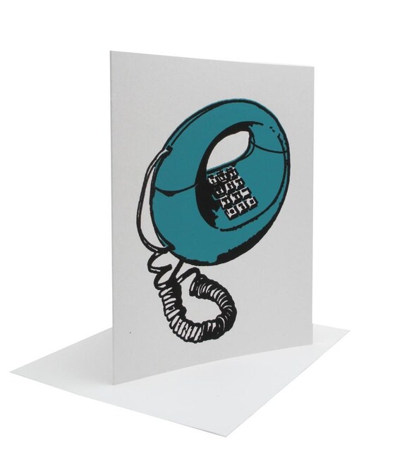 Items similar to Retro Donut Phone Card -- Handprinted on Recycled ...