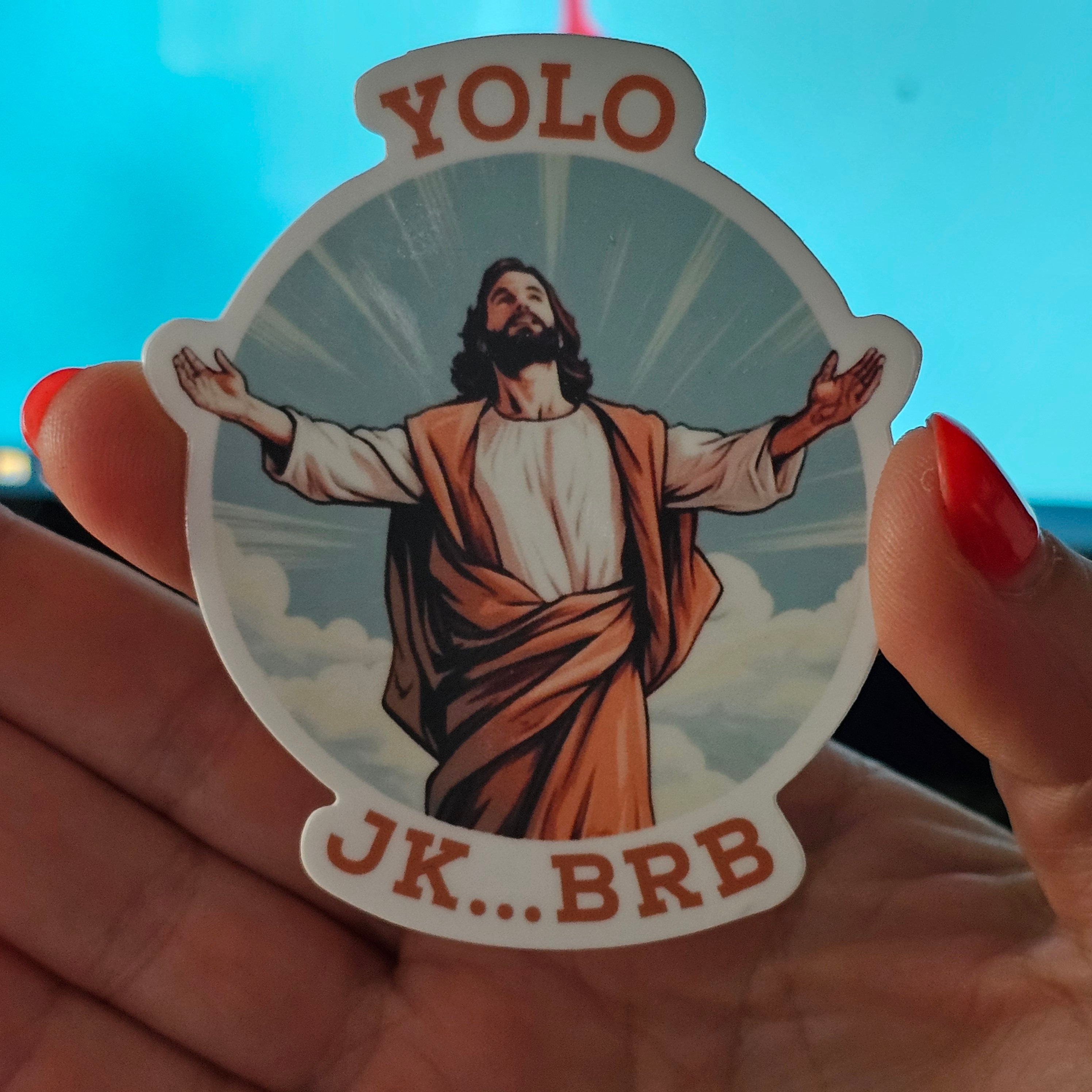 YOLO Jesus Sticker • Funny Religious Sticker • Christian Humor Sticker ...