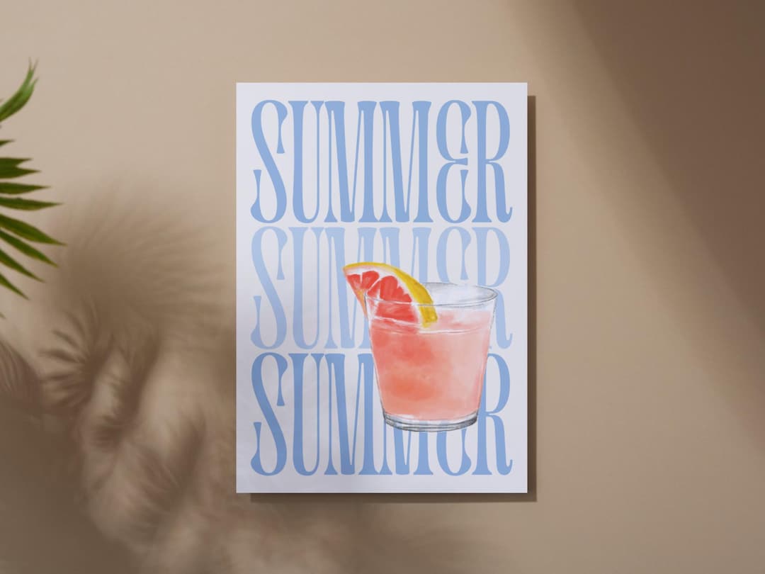 Summer Wall Art, Modern Printable Poster, Summer Vibes Poster, Blue ...
