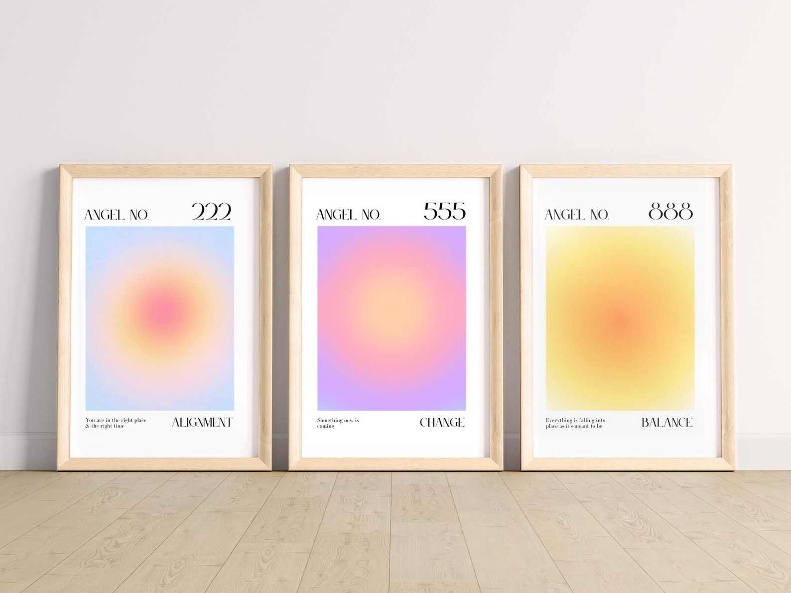 Angel Numbers Set of 3, Colorful Aura Poster, Gradient Print, Feminine ...
