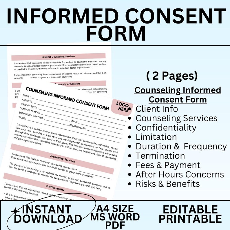 Counseling Intake Form, Informed Consent for Counseling and ...