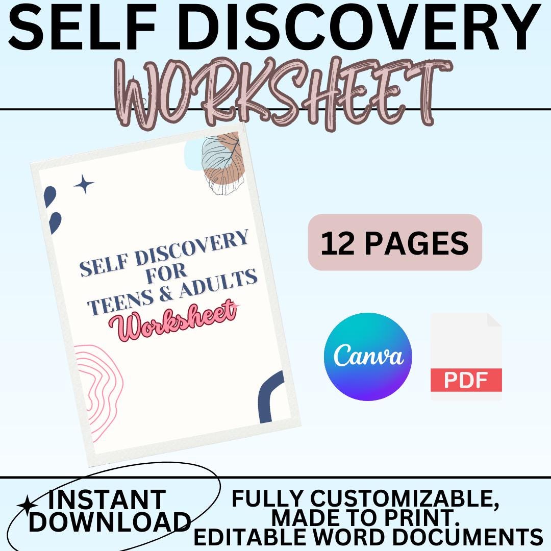 Self Discovery Worksheet, Forgiving Worksheet, Positive Affirmation ...