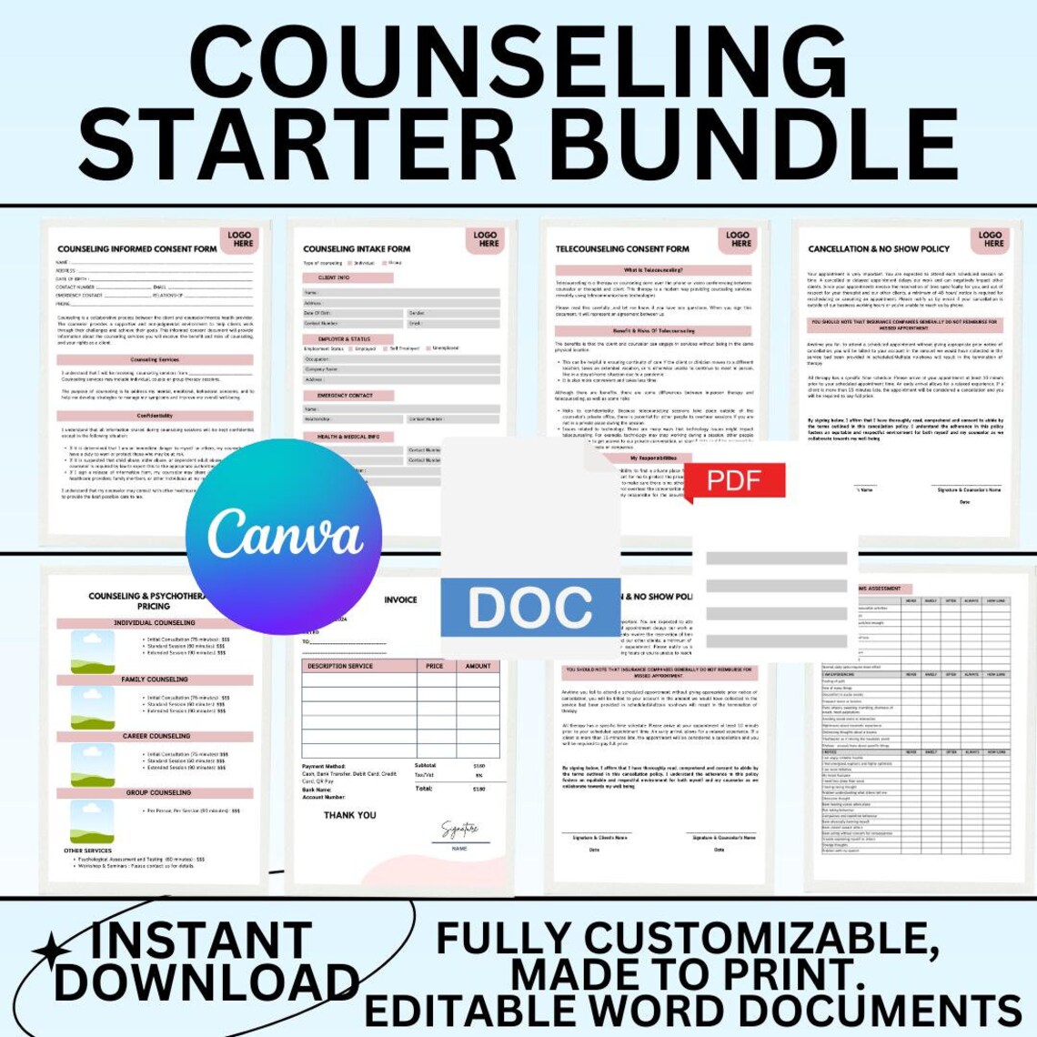 Counseling Intake Form, Informed Consent for Counseling and ...