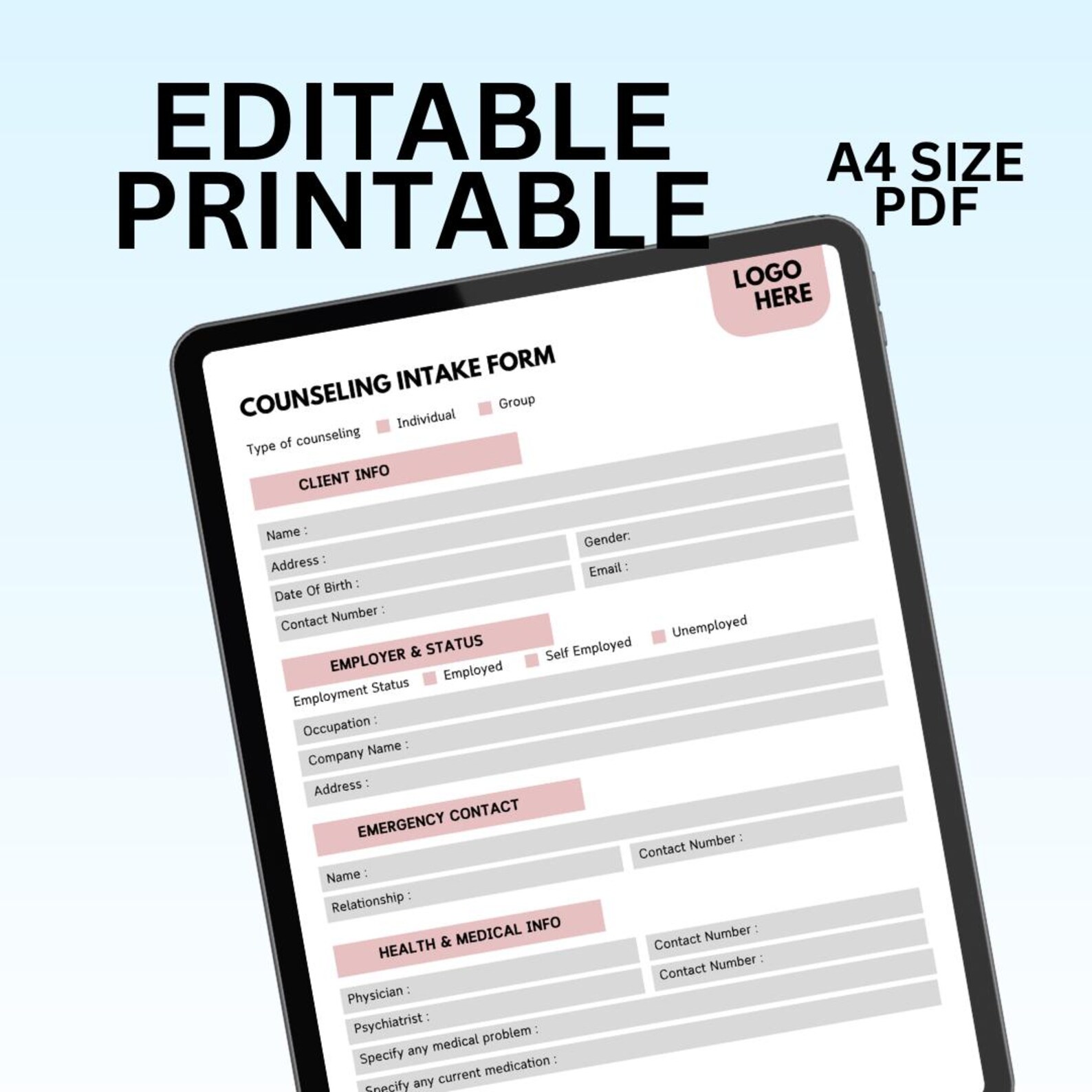 Counseling Intake Form, Informed Consent for Counseling and ...