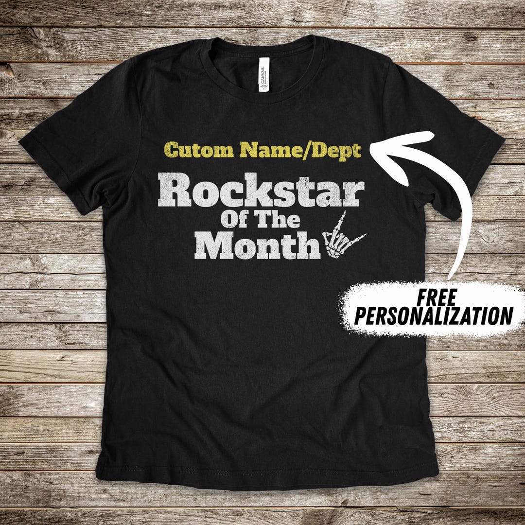 Rockstar of the Month T-shirt, Custom Employee Gifts, Co Worker Gifts ...