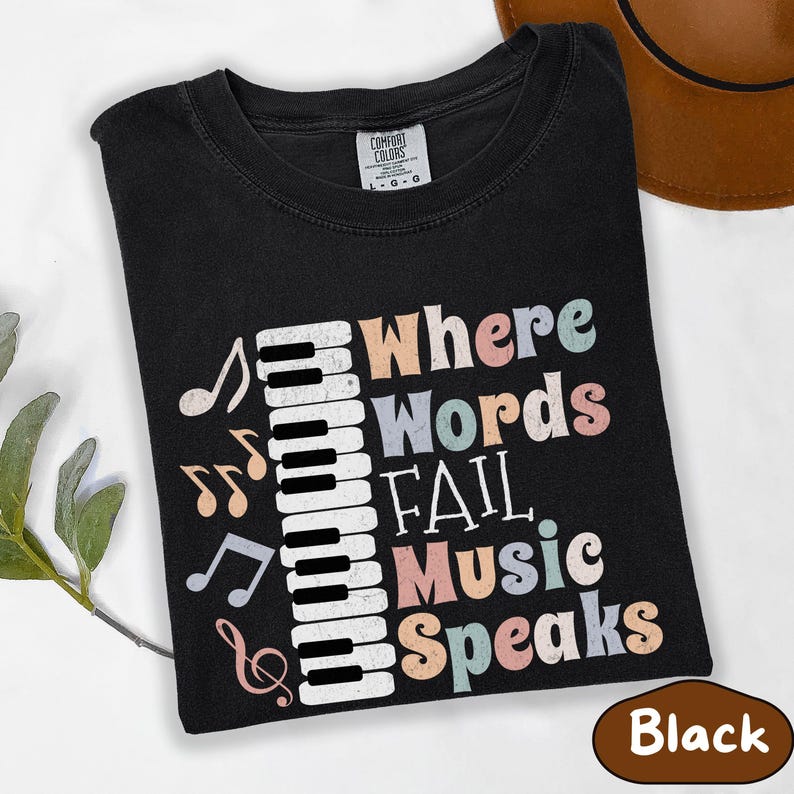 Comfort Colors® Music T-shirt, Where Words Fail Music Speaks Shirt ...
