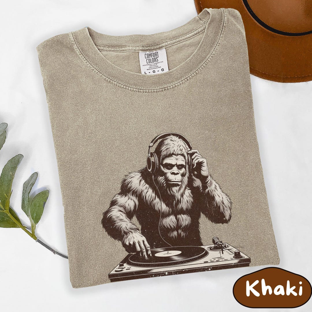 Retro Sasquatch DJ T-shirt, Bigfoot Comfort Colors Tee, Funny Cryptid ...
