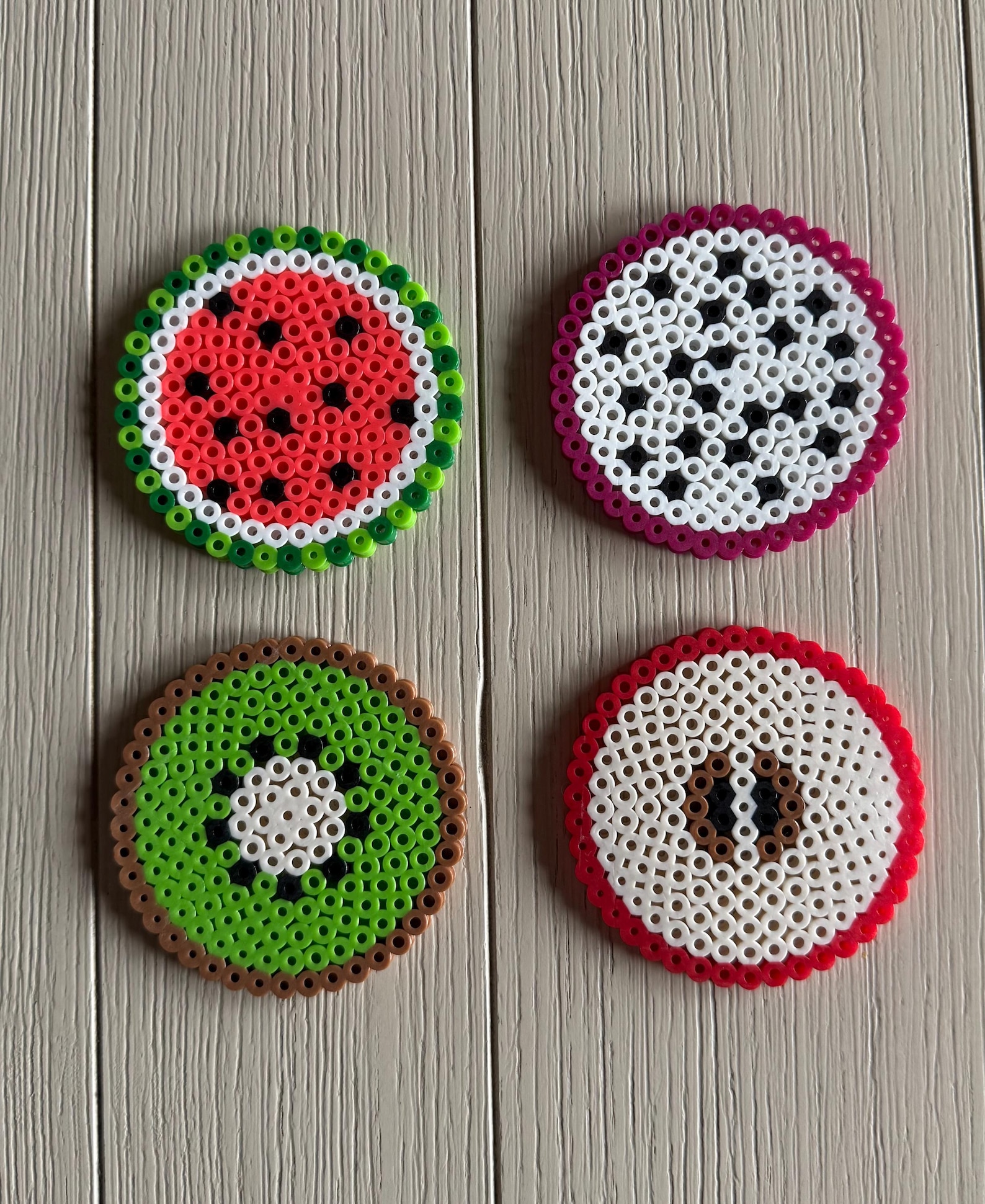 Fruit Perler Bead Coasters | Fruit Decor | Summer Decor | Summer Home ...