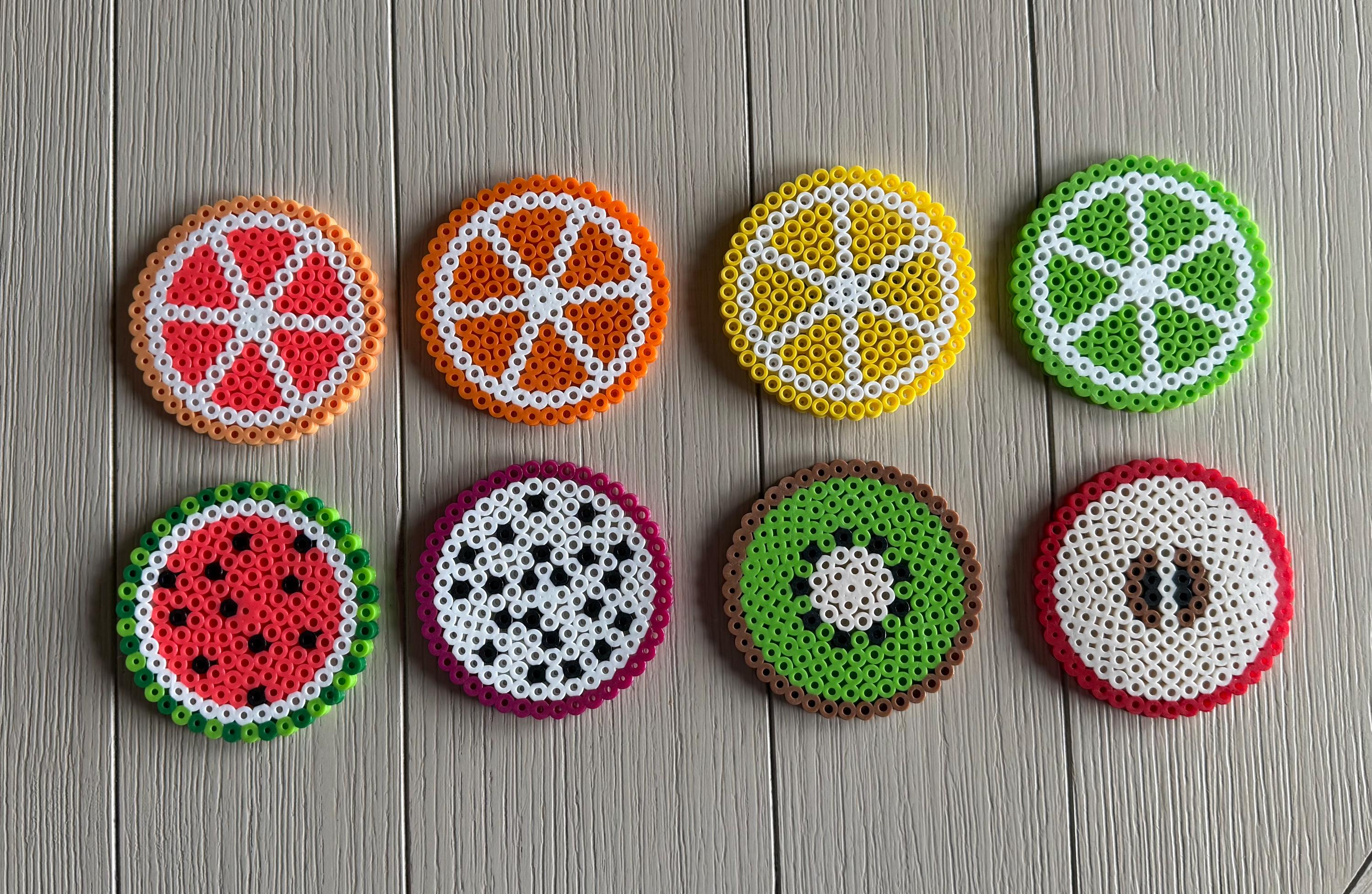 Fruit Perler Bead Coasters | Fruit Decor | Summer Decor | Summer Home ...