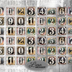 Numbers, Printable Old Worn Vintage Labels for Scrapbooking and Junk ...