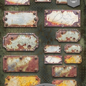 Junk Journal Aged Metal Labels, Printable Old Vintage Stickers for ...