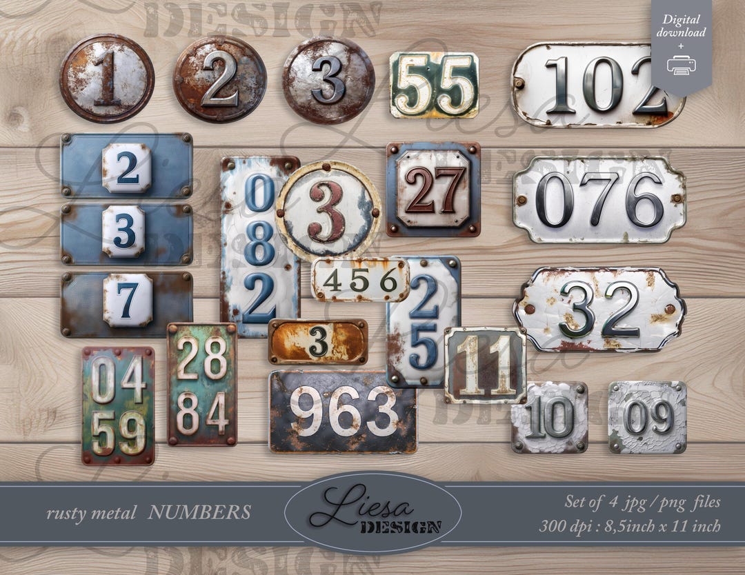 Numbers for Junk Journals, Printable Old Vintage Label for Scrapbooking ...
