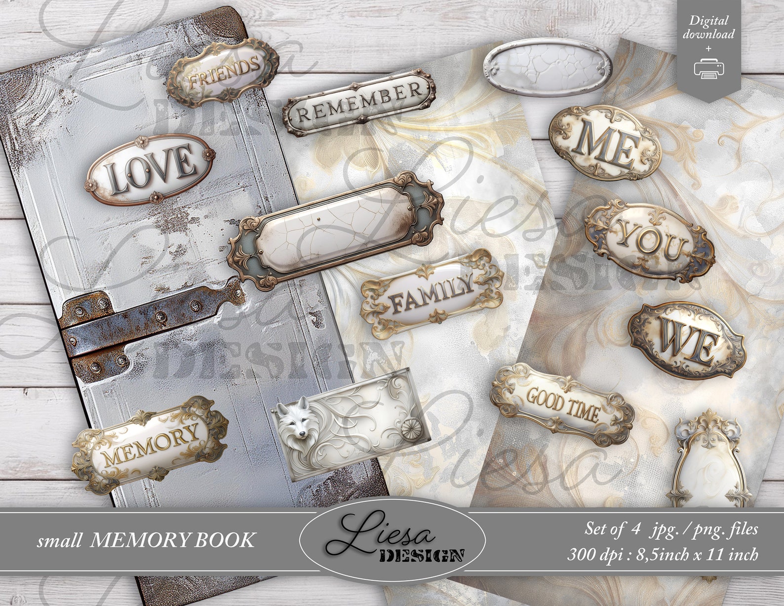 Junk Journal Printable Shabby Buttons Labels and Vintage Papers ...