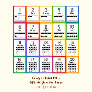 Rainbow Number Posters With Ten Frames/ Number Posters/ Classroom Decor ...