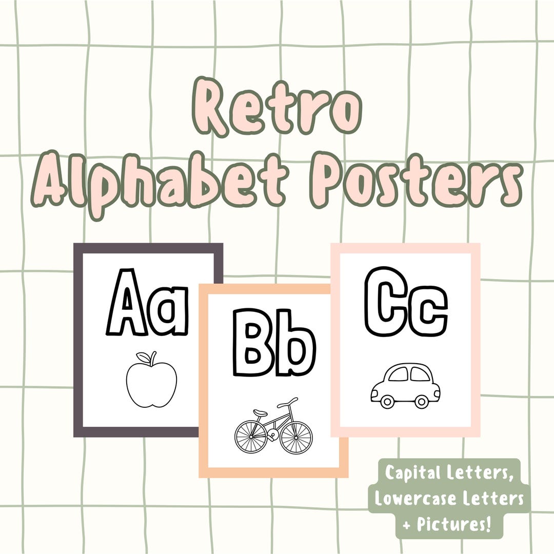 Retro Alphabet Posters With Pictures/ ABC Posters/ Classroom Decor ...