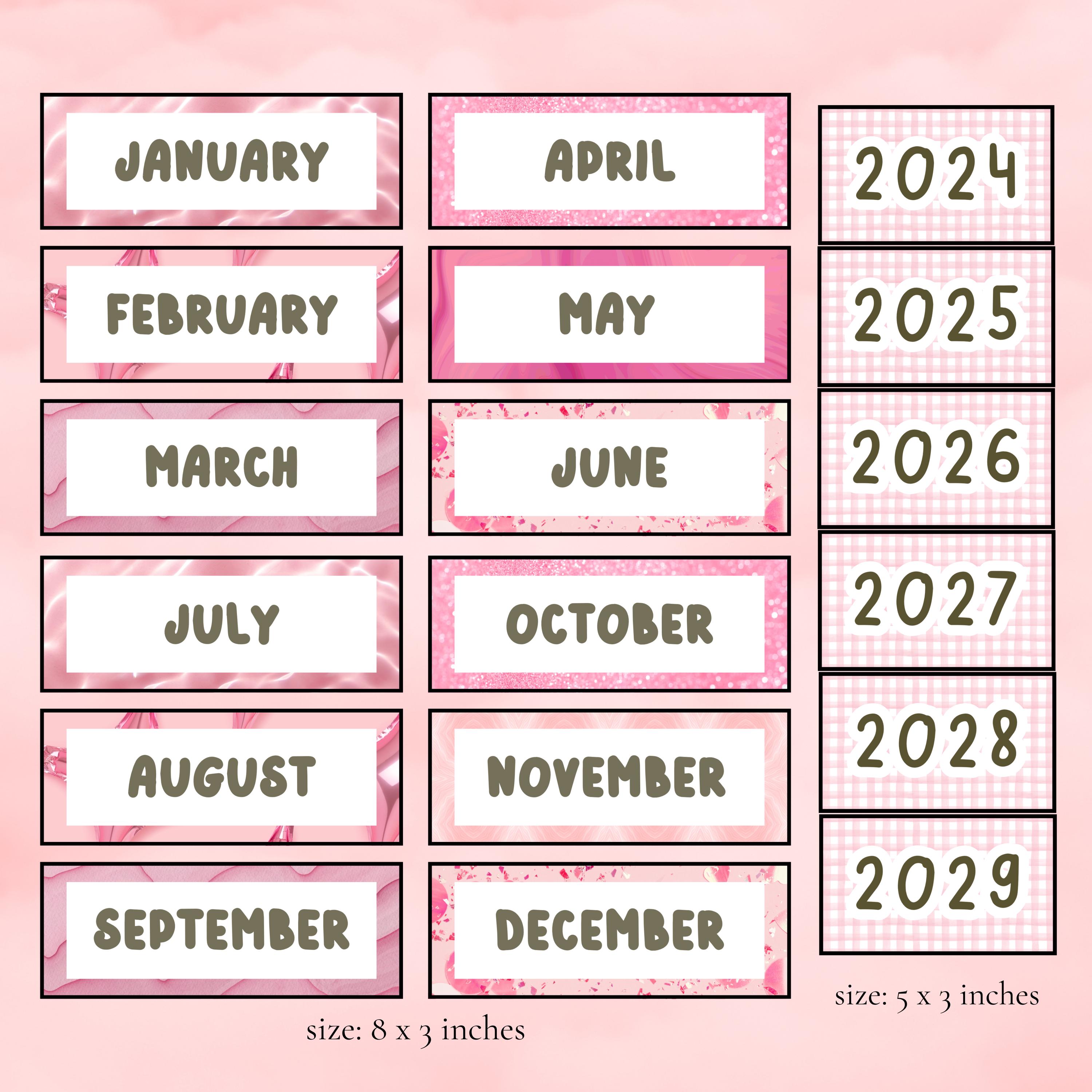 Girly Pink Flip Calendar/ Classroom Decor/ Teacher Resources/ Office ...