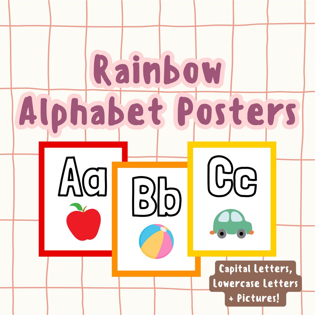 Rainbow Alphabet Posters With Pictures/ ABC Posters/ Classroom Decor ...