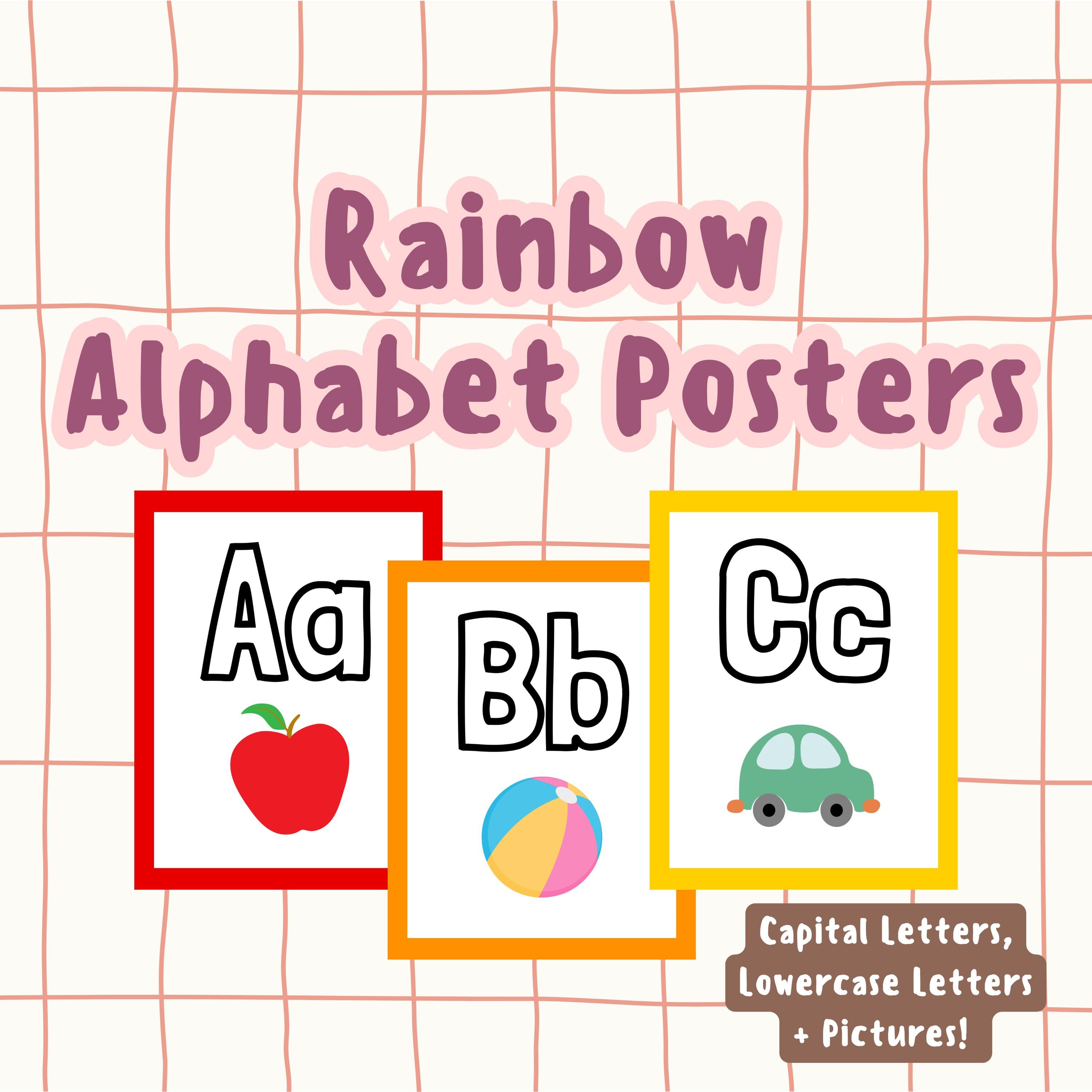 Rainbow Alphabet Posters With Pictures/ ABC Posters/ Classroom Decor ...