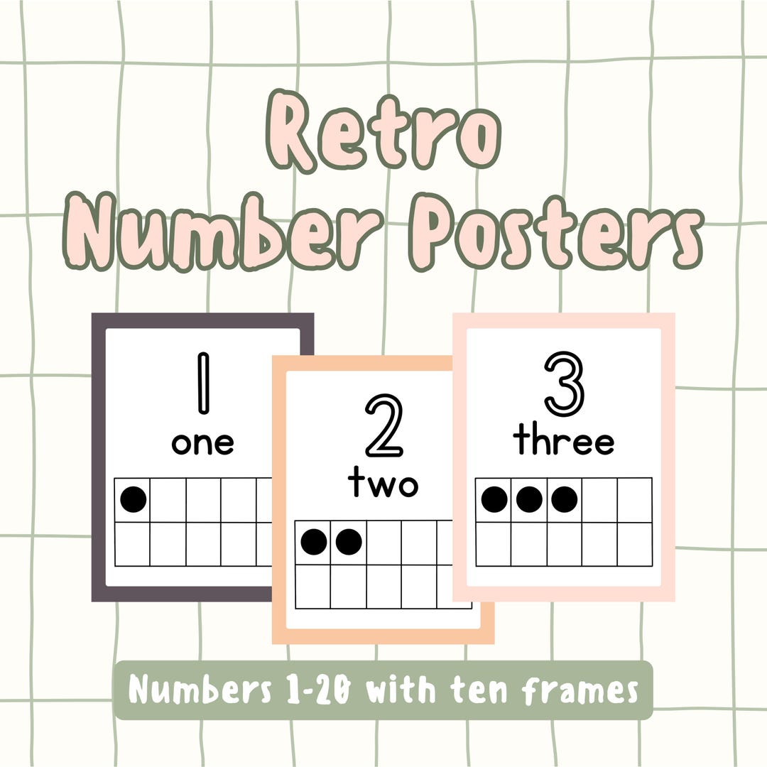 Retro Number Posters With Ten Frames/ Number Posters/ Classroom Decor ...