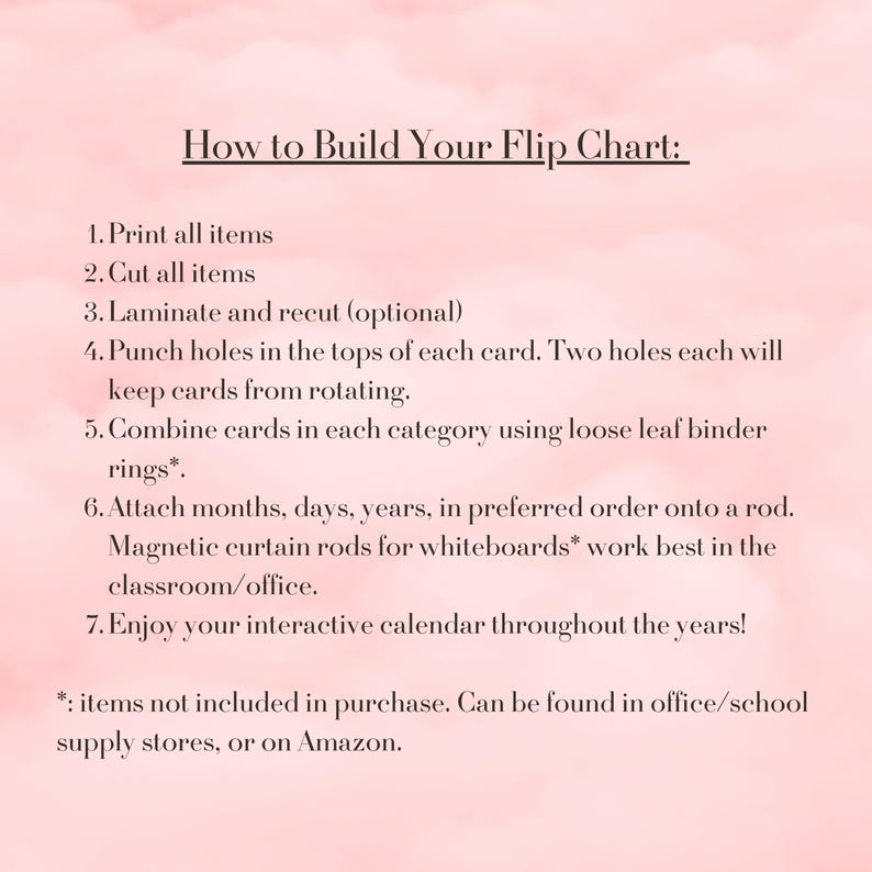 Girly Pink Flip Calendar/ Classroom Decor/ Teacher Resources/ Office ...