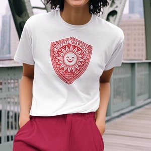Joyful Warrior Shield T-shirt Empowering Sun Graphic Tee for Women ...