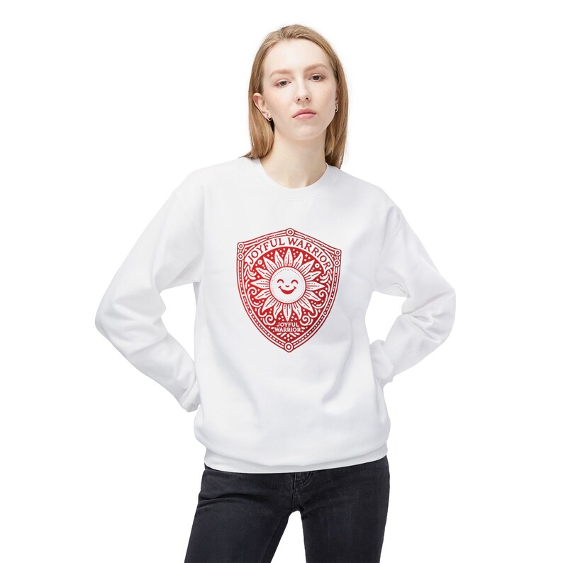 Joyful Warrior RED Shield Sweatshirt Joyful Sun Graphic for Women ...