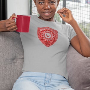 Joyful Warrior Shield T-shirt Empowering Sun Graphic Tee for Women ...