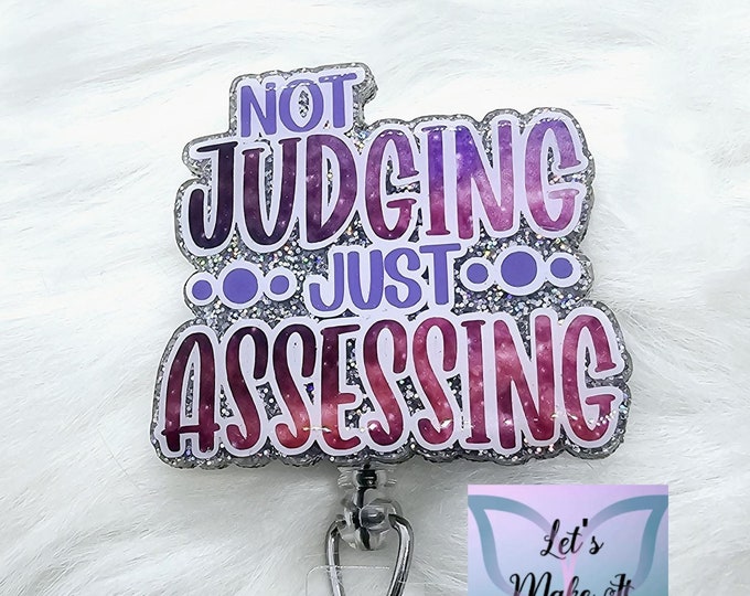 Not Judging Just Assessing Retractable Badge Reel - Etsy