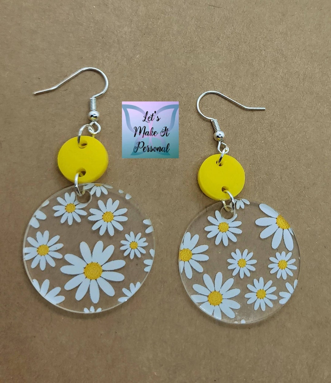 Laser Cut Circular Acrylic Daisy Earrings - Etsy