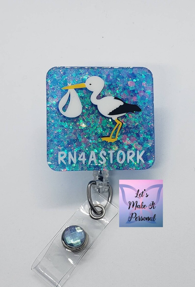 Personalized Stork Retractable Badge Reel - Etsy