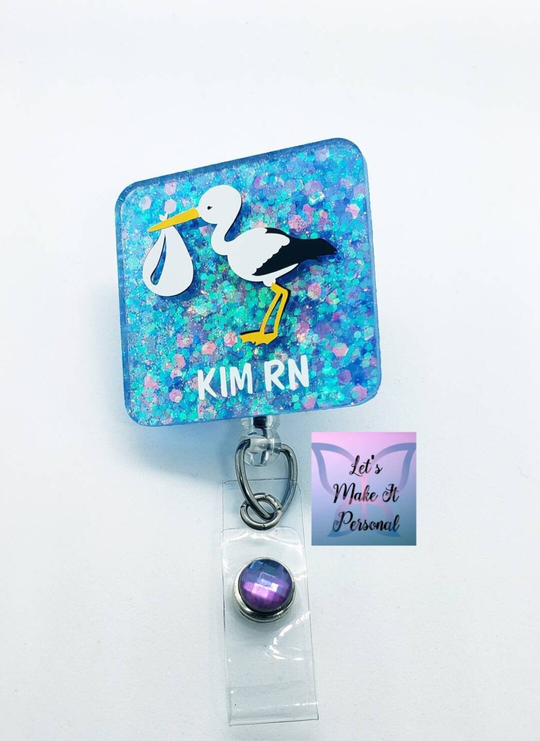 Personalized Stork Retractable Badge Reel - Etsy