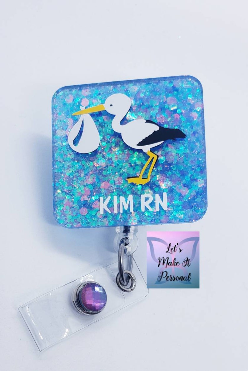 Personalized Stork Retractable Badge Reel - Etsy