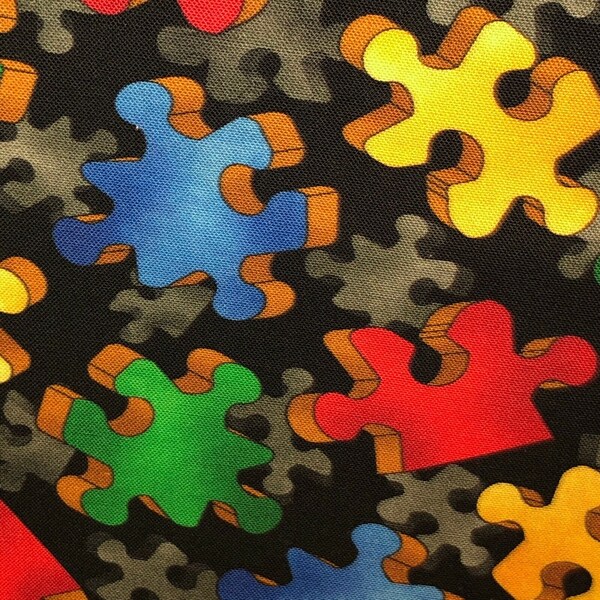 Autism Puzzle Fabric - Etsy