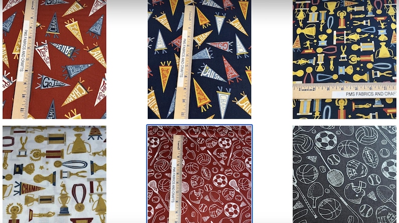 MODA All Star Sports 100% Cotton Fabric by the Yard 36 X 44 - Pennant ...
