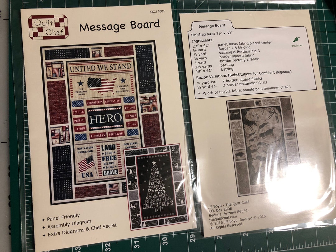 FREE Shipping USA - Quilt Chef Message Board Pattern QCJ1601 - Not ...
