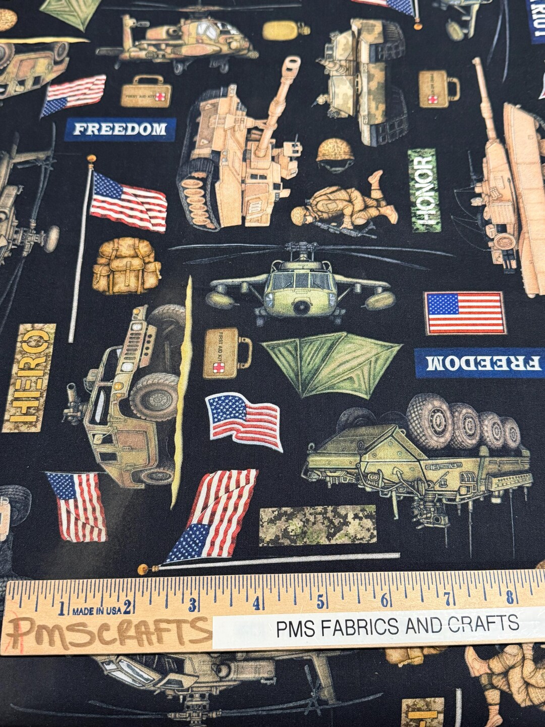 QT Patriotic 100% Cotton Fabric by the Yard 36 X 44 -30937 J - Black ...