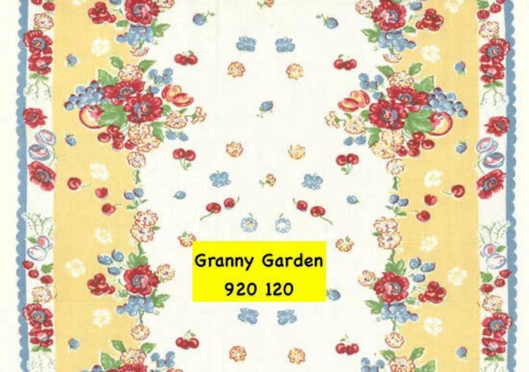 MODA 100% Cotton Toweling Fabric Granny's Garden 920-120 16 in Wide X 1 ...