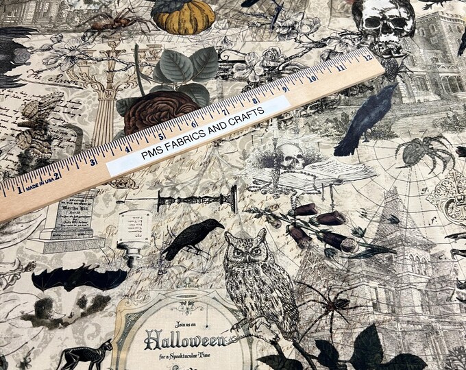 MODA 3 Sisters Haunted Mansion 100% Cotton Fabric 1.75 Yards Halloween ...
