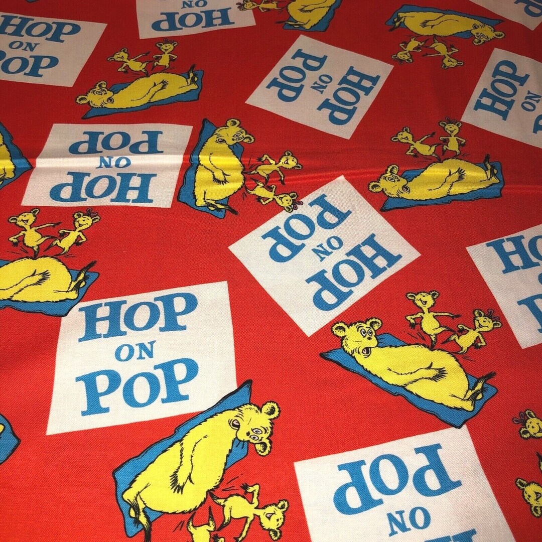 RK Dr Seuss Hop on Pop 100% Cotton Fabric 1 Yard Section on Red - Not a ...