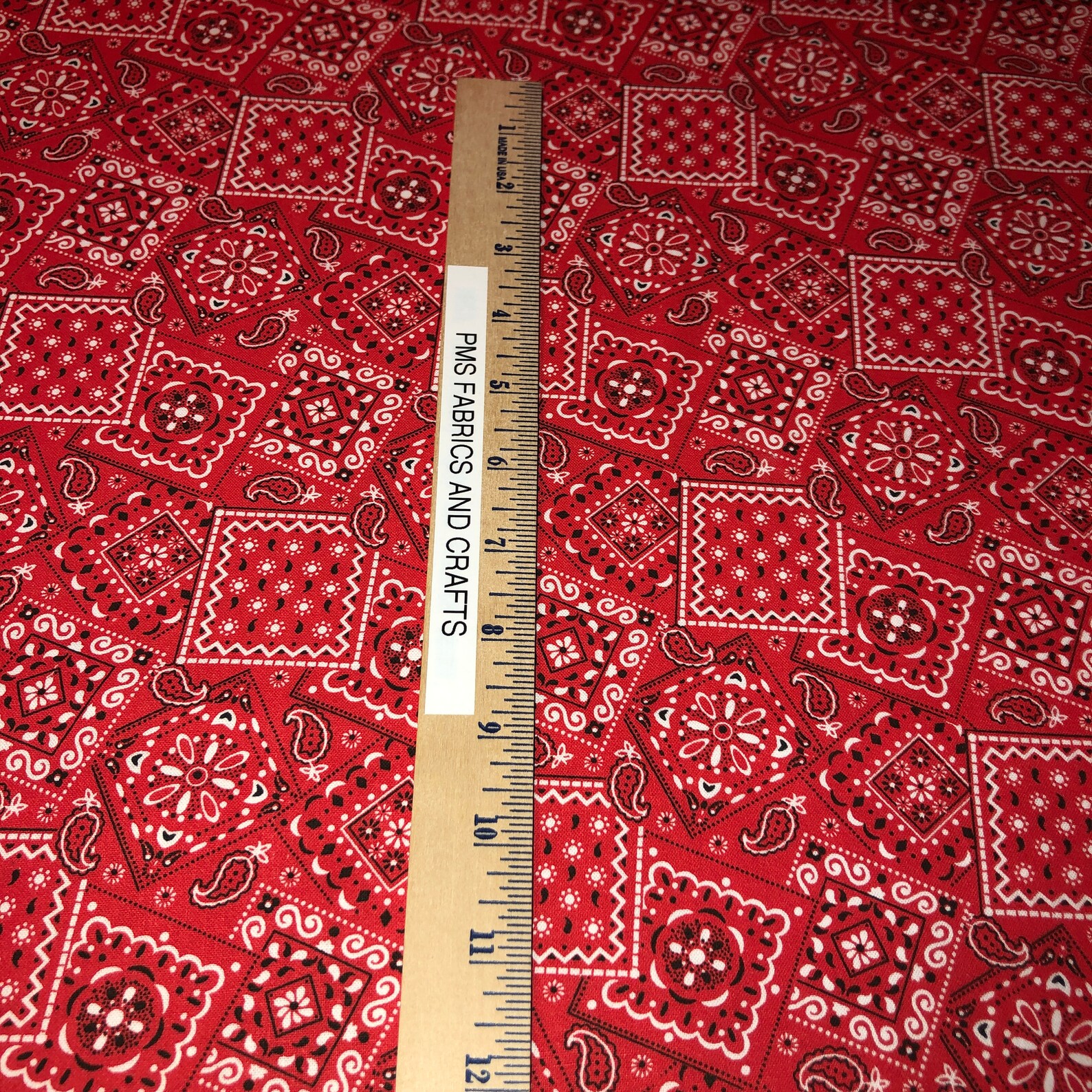 Red Blazin' Bandana 100% Cotton Fabric by the Yard 36 X | Etsy