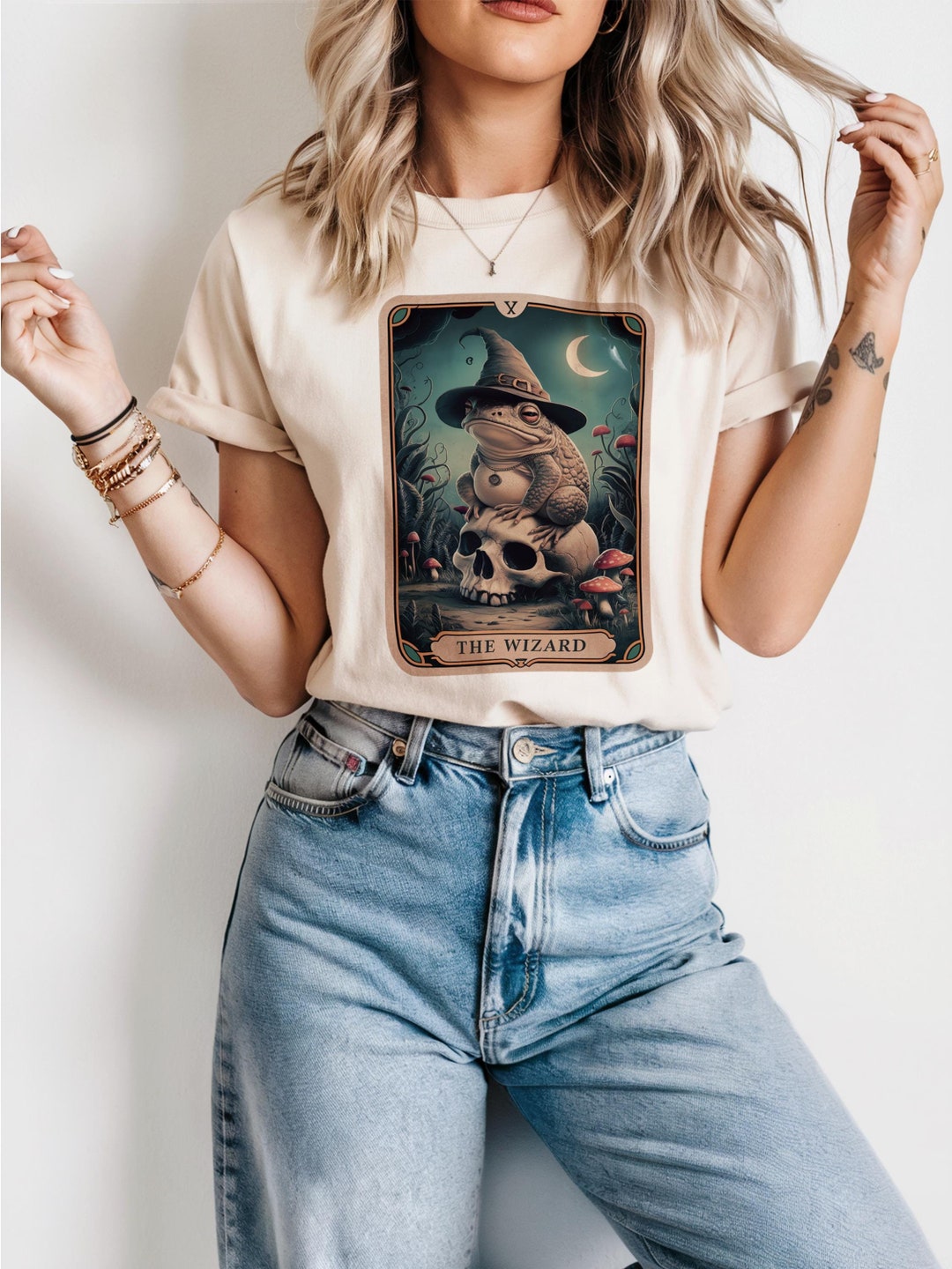 The Wizard Tarot Comfort Colors Tshirt, Witchy Frog Oracle Shirt ...