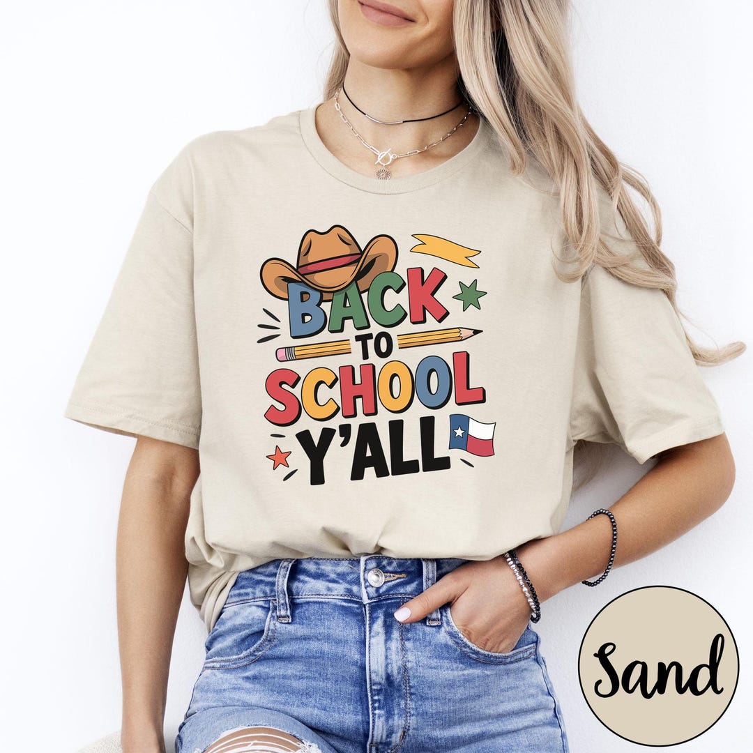 Western Back to School Y’all Shirt With Cowboy Hat and Texas Flag Fun ...