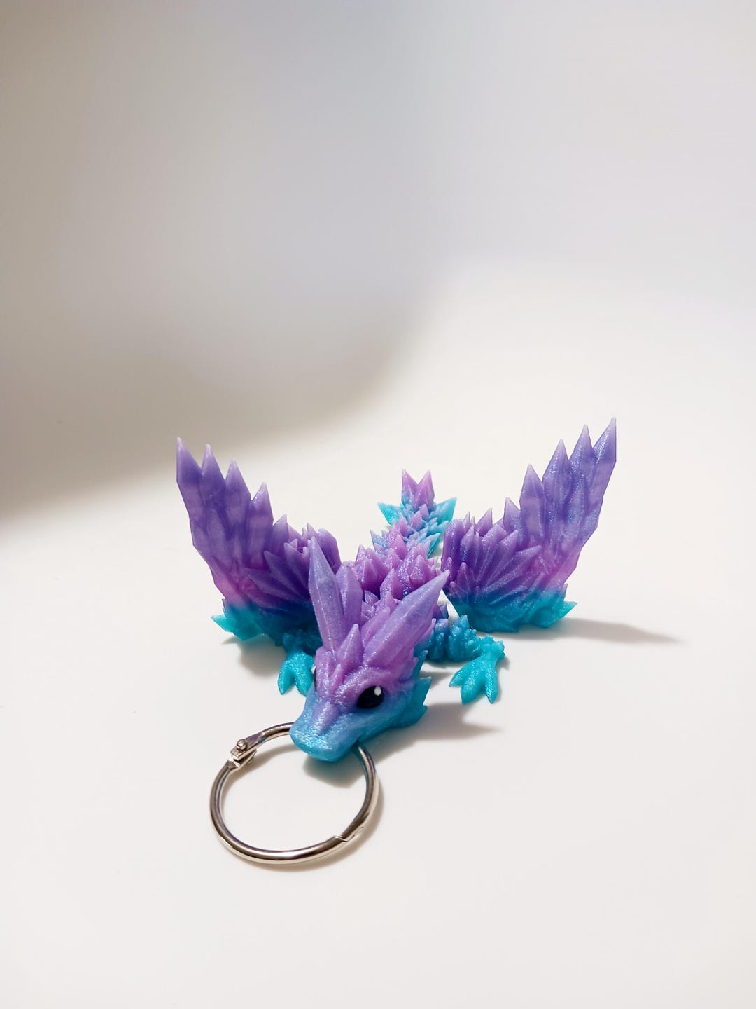 3D Printed Winged Crystal Dragon Keychain Magical Fantasy Dragon ...