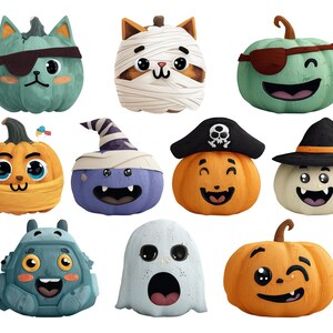 83 Funny Pumpkin Faces Clipart, Cute Halloween Pumpkins, Halloween ...