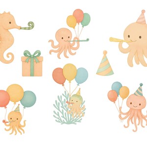 54 Watercolor Mermaid Birthday Party Clipart Pastel Cute Mermaid Ocean ...