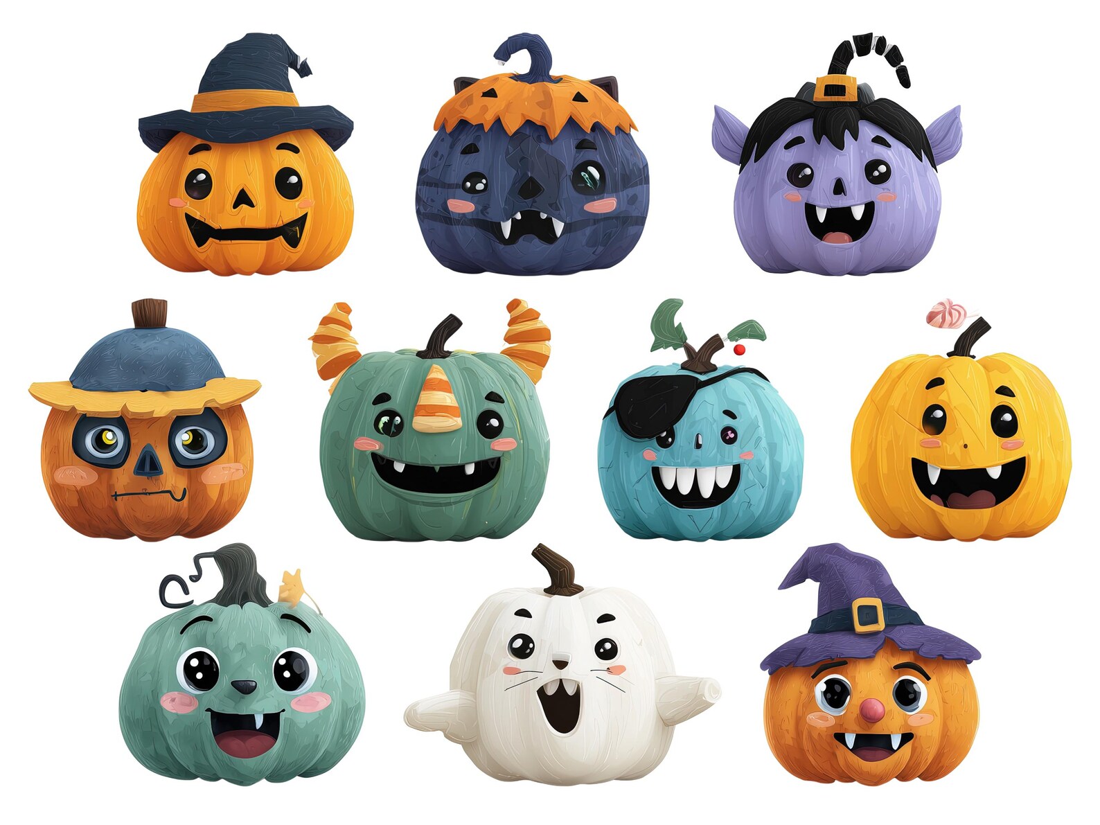 83 Funny Pumpkin Faces Clipart, Cute Halloween Pumpkins, Halloween ...