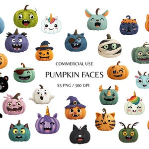 83 Funny Pumpkin Faces Clipart, Cute Halloween Pumpkins, Halloween ...
